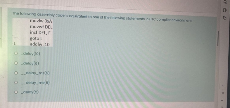 Solved The following assembly code is equivalent to one of | Chegg.com