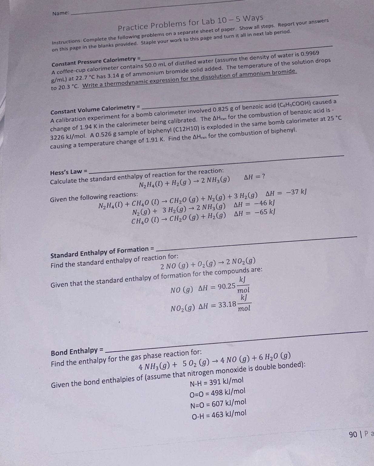 Solved Name:Practice Problems for Lab 10 - 5 | Chegg.com