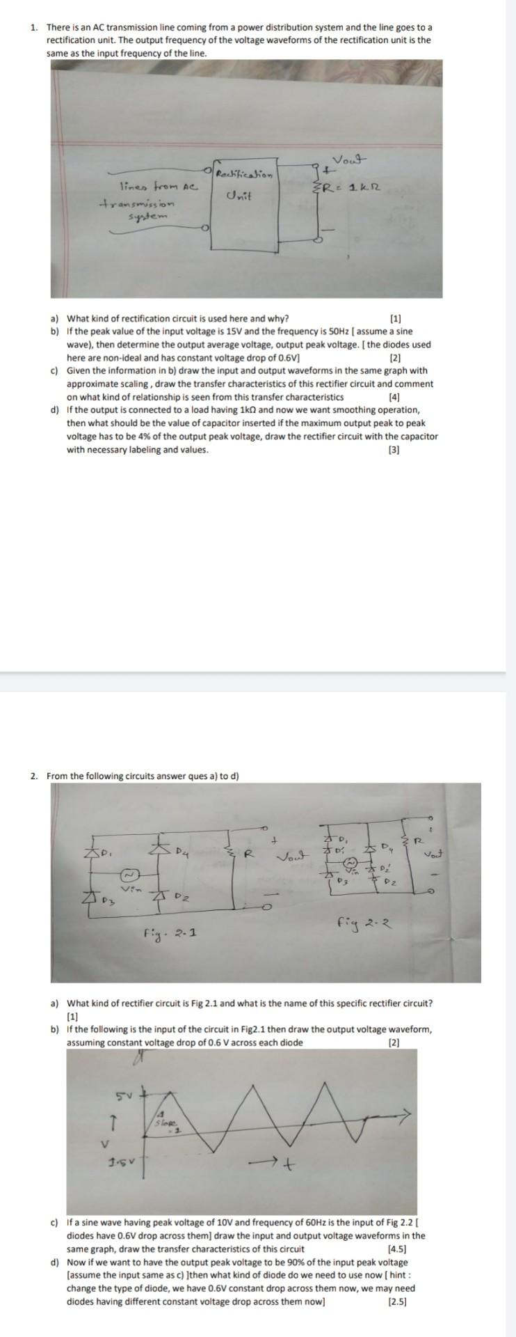 Solved 1. There is an AC transmission line coming from a | Chegg.com