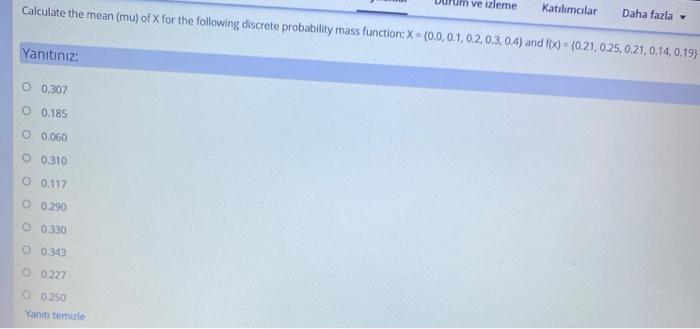 Solved Calculate the mean (mu) of X for the following | Chegg.com