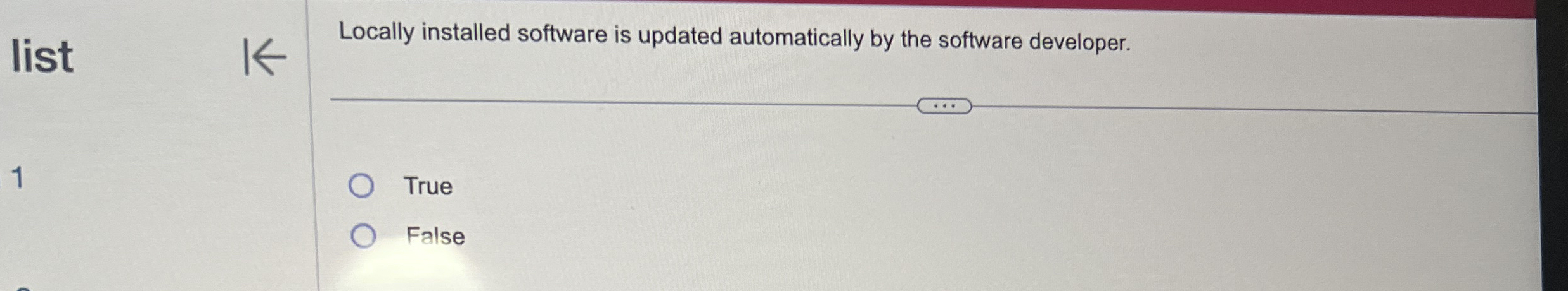 Solved listLocally installed software is updated | Chegg.com