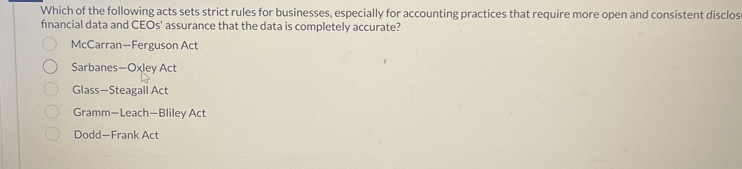 Solved Which of the following acts sets strict rules for | Chegg.com