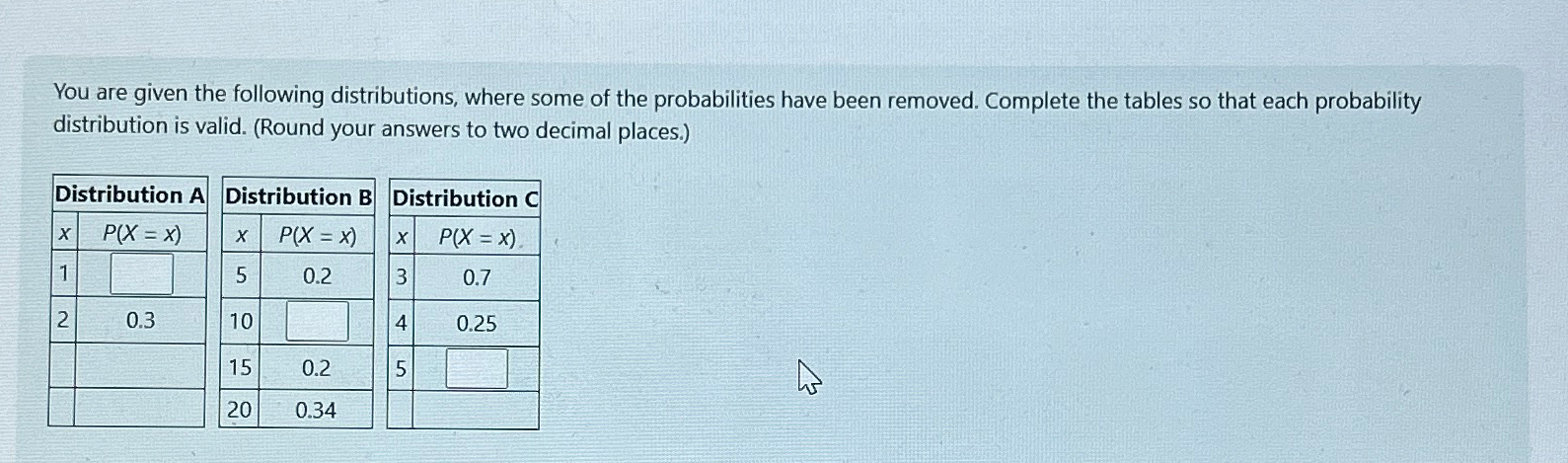Solved You are given the following distributions, where some | Chegg.com