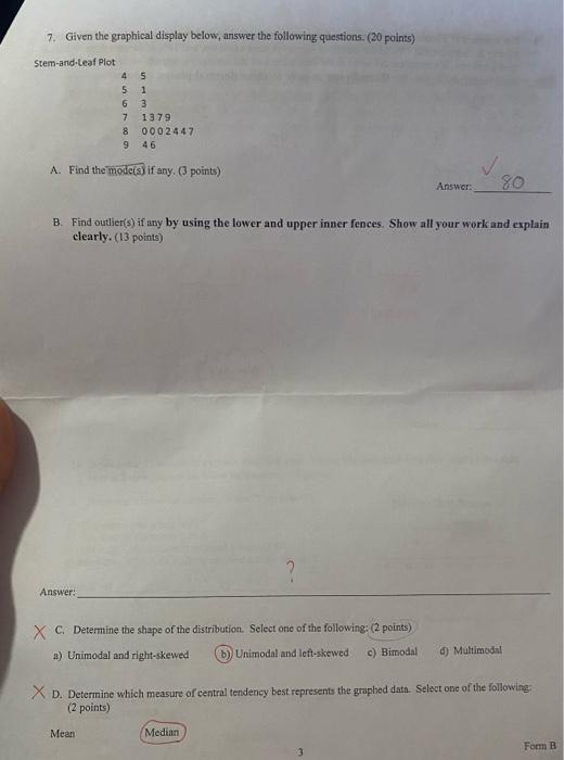 Solved 7. Given the graphical display below, answer the | Chegg.com