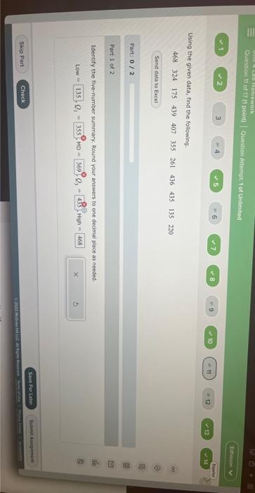 Solved Identify the tive-number summary. Round your answers | Chegg.com