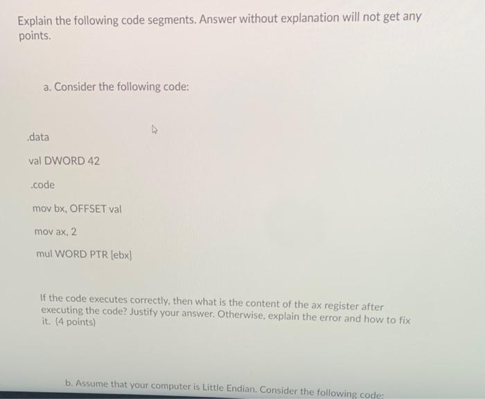 Solved Explain the following code segments. Answer without | Chegg.com