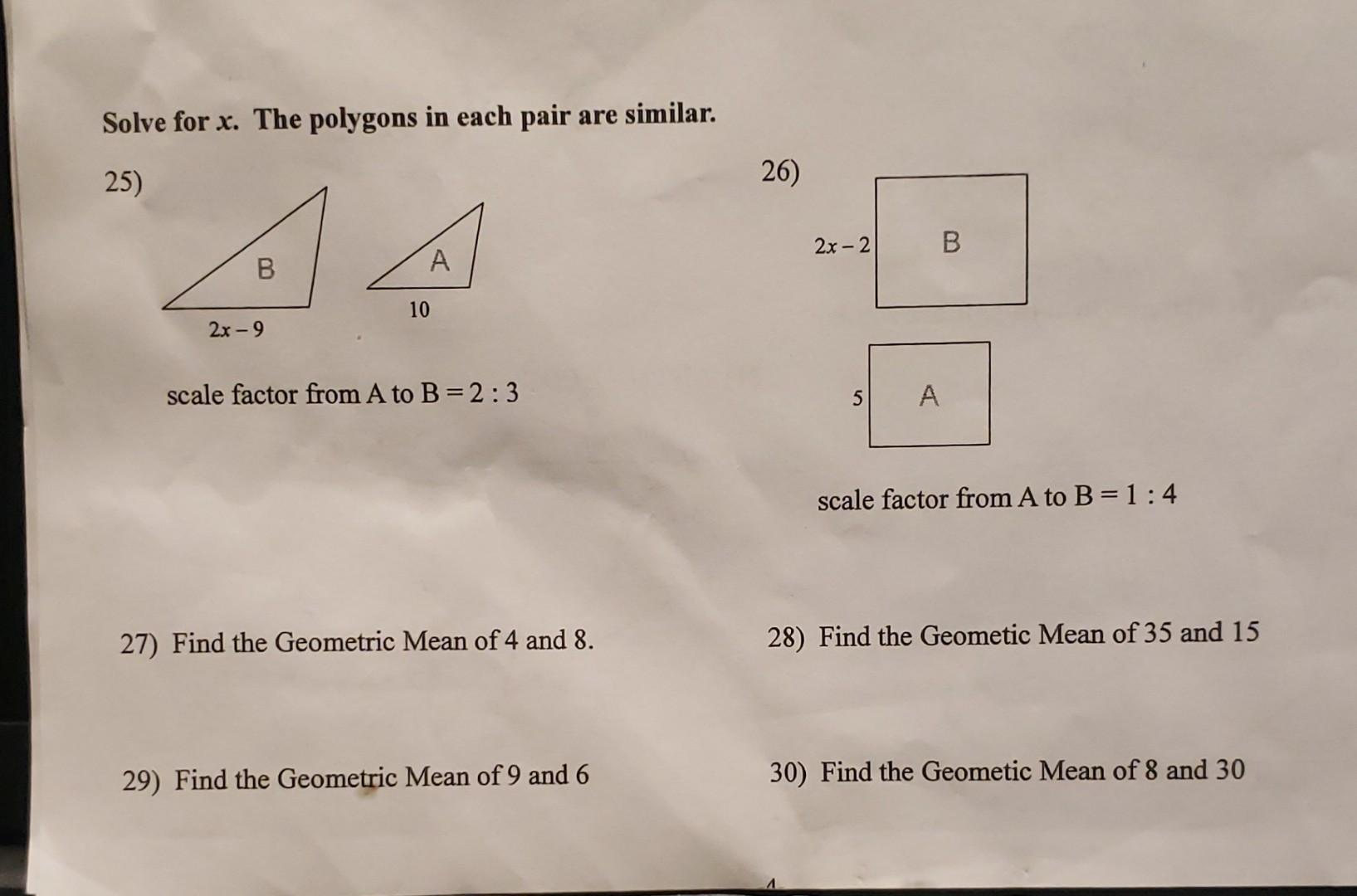 Solved Solve for x. The polygons in each pair are similar. | Chegg.com