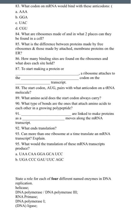 Solved DNA \& Protein Synthesis Section 10-I DNA 1. What | Chegg.com