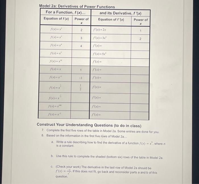 Solved Differentiation Techniques 1: Power, Constant | Chegg.com