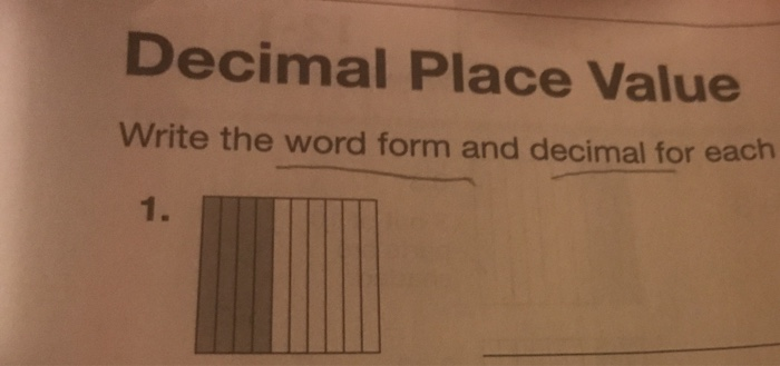 Solved Decimal Place Value Write the word form and decimal | Chegg.com