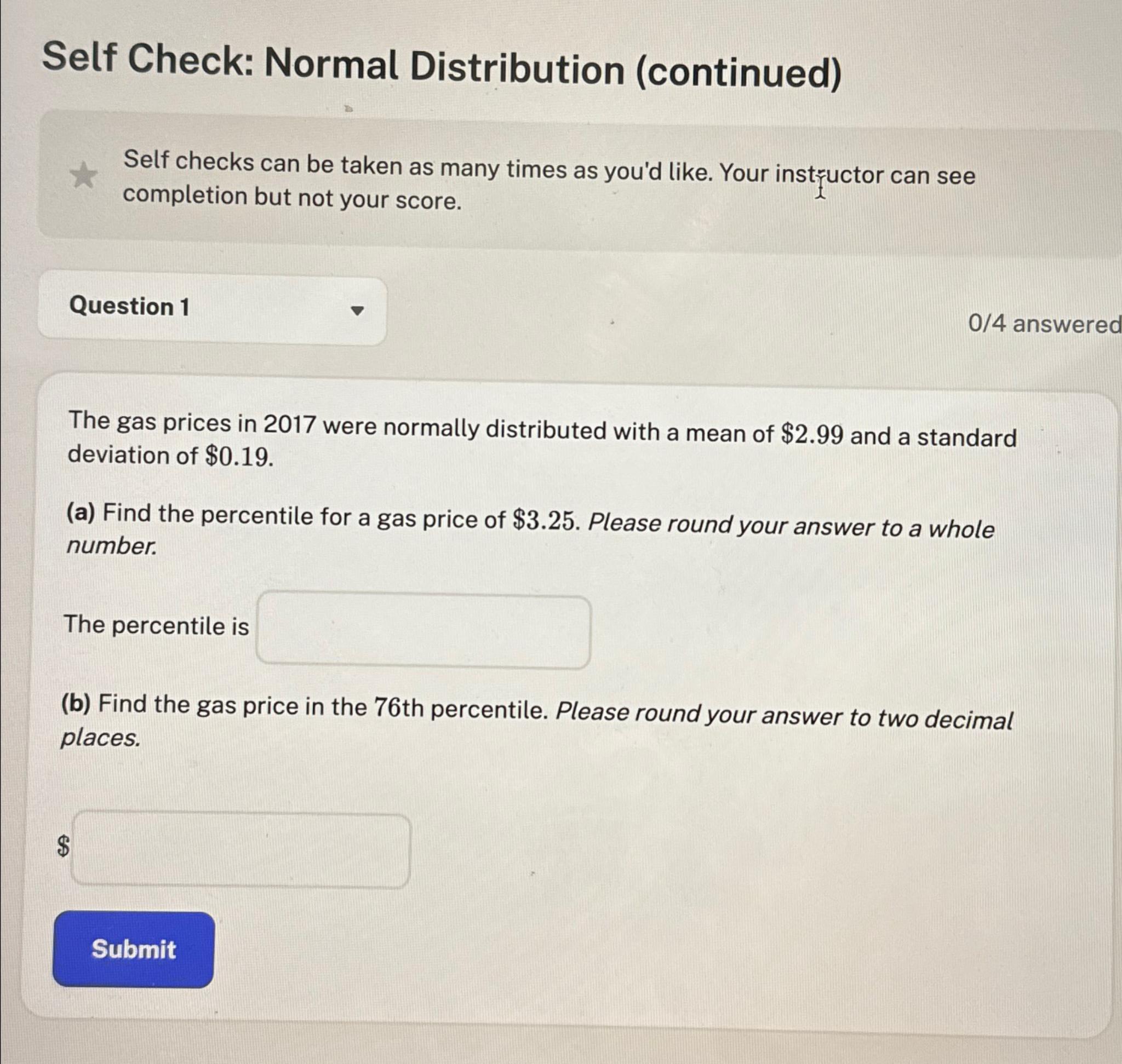 Solved Self Check: Normal Distribution (continued)Self | Chegg.com