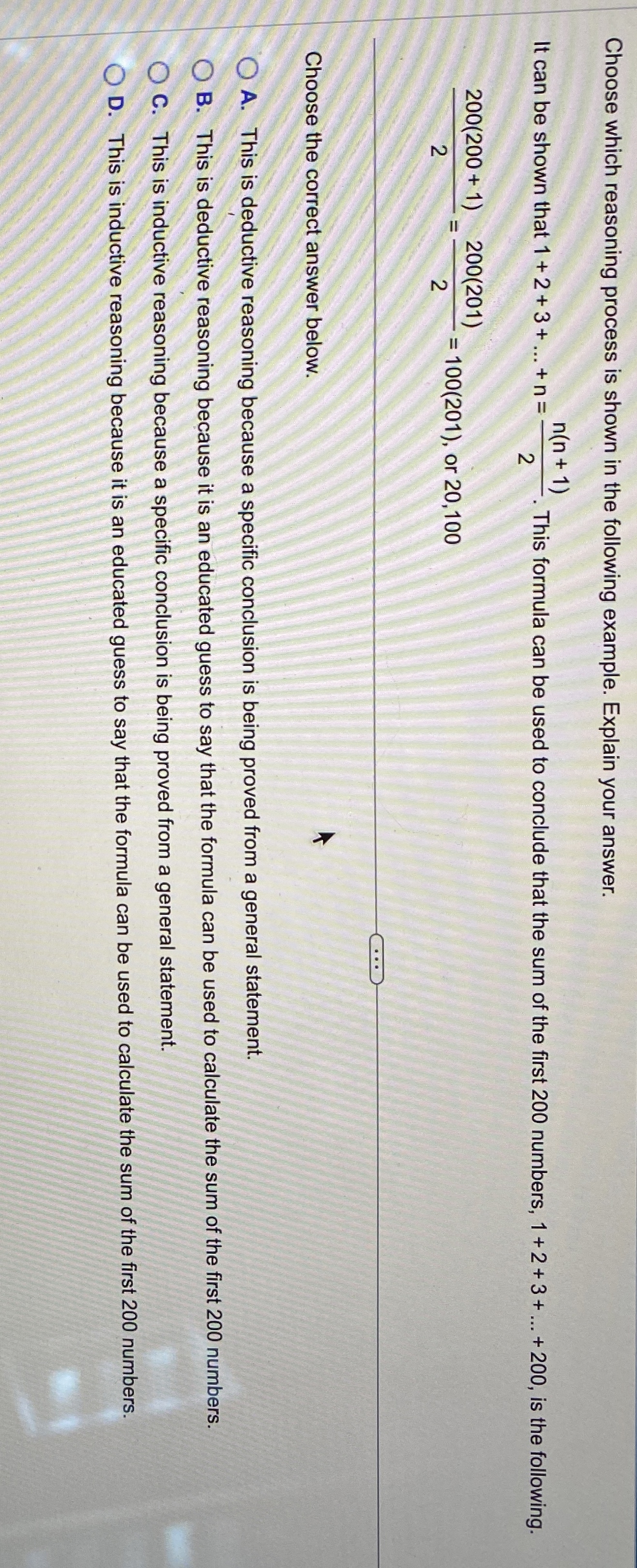 Solved Choose which reasoning process is shown in the | Chegg.com