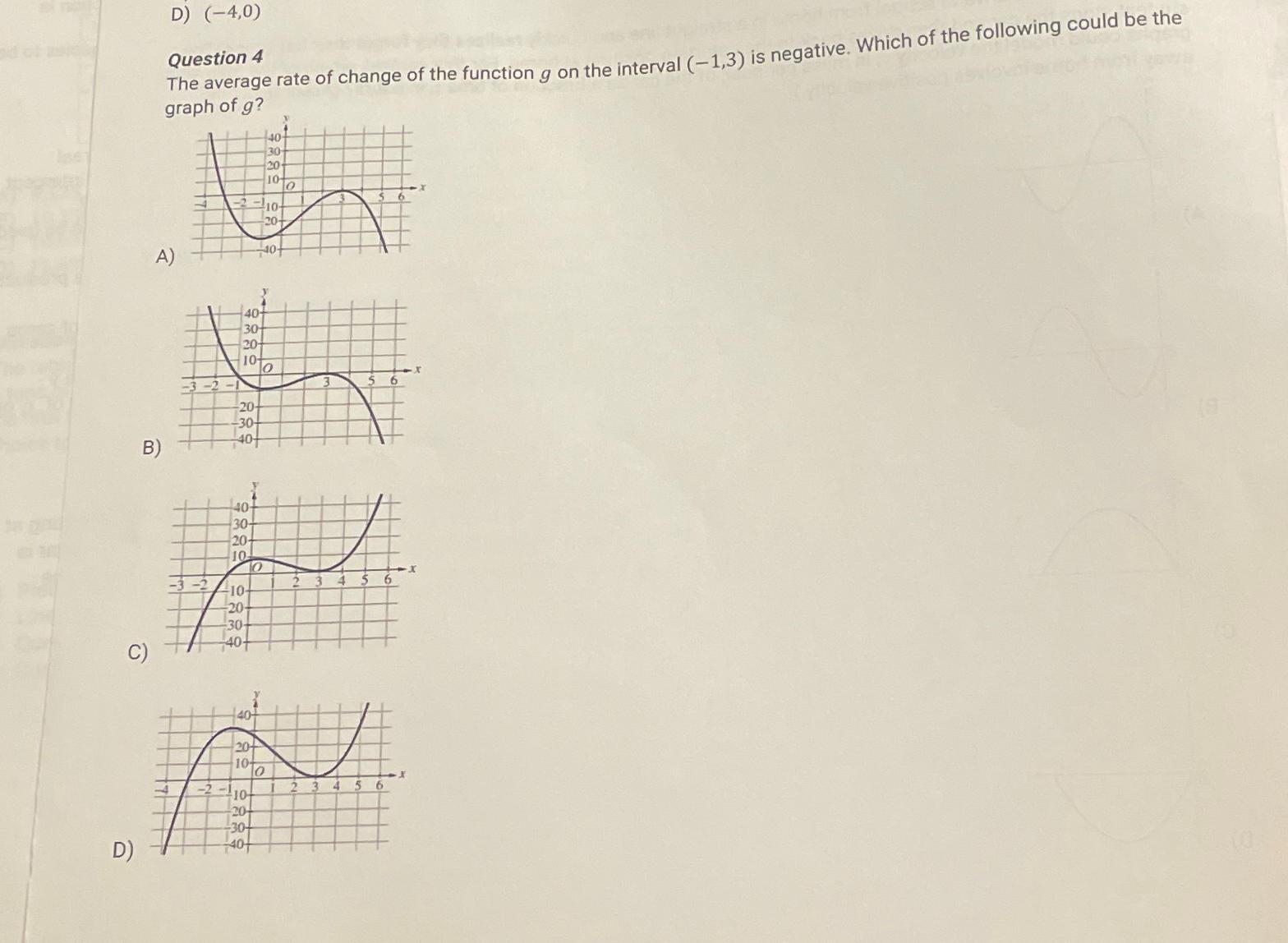 Solved Question 4The average rate of change of the function | Chegg.com