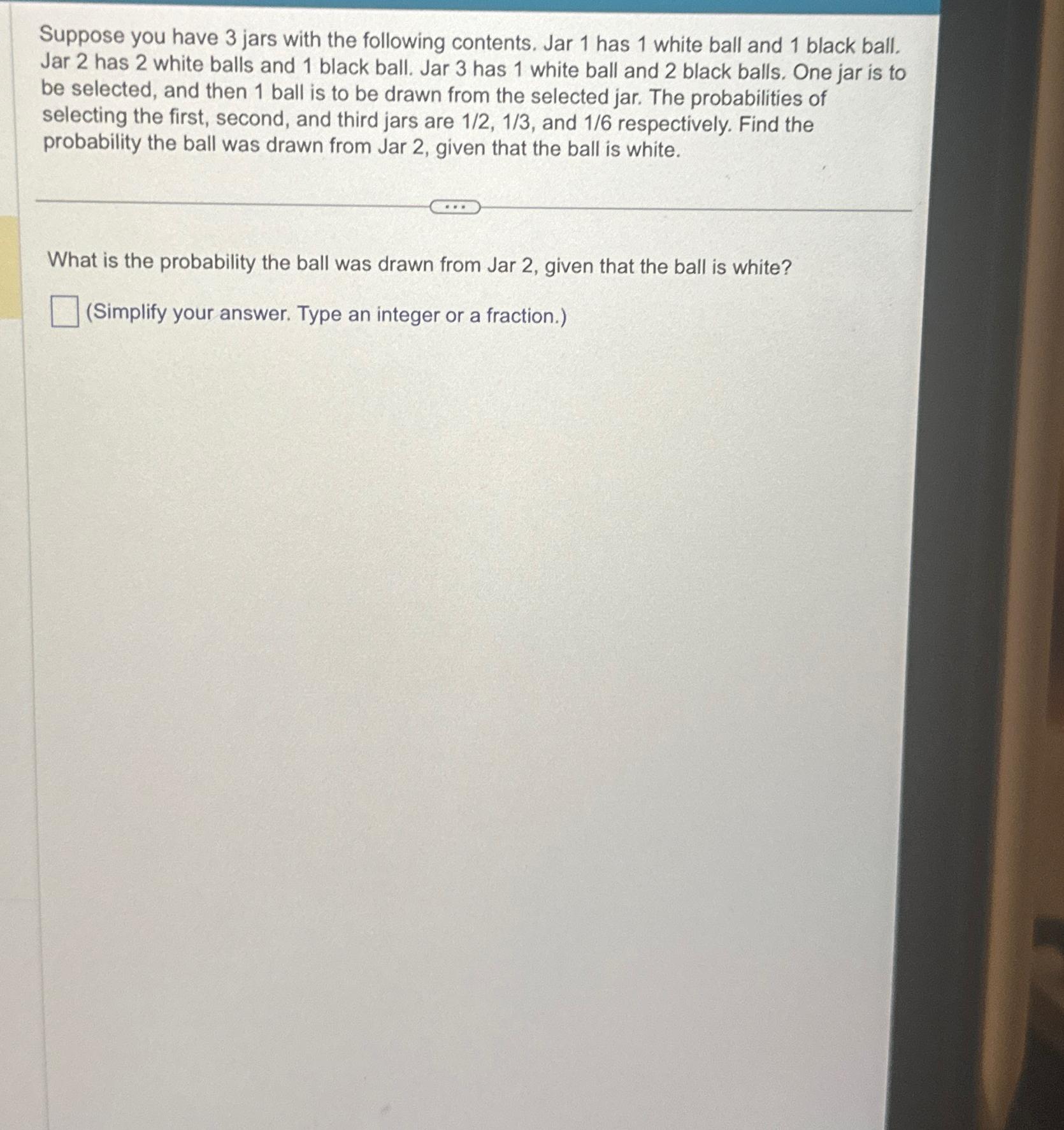 Solved Suppose you have 3 ﻿jars with the following contents. | Chegg.com