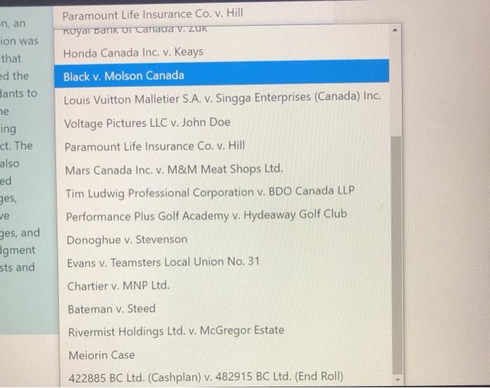 Solved Match the case facts, legal principle, legal concept, | Chegg.com