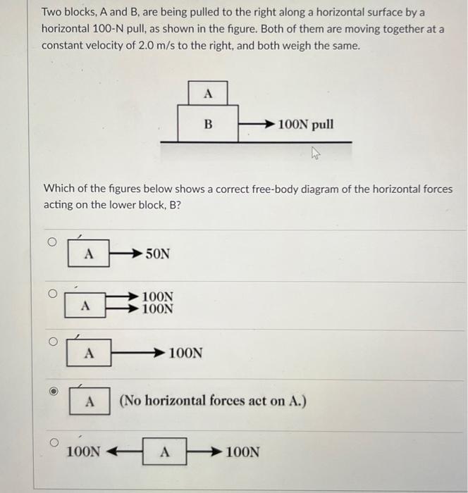 Solved Two blocks, A and B, are being pulled to the right | Chegg.com