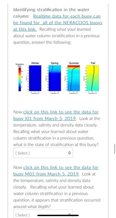 Solved Identifying stratification in the water column: | Chegg.com