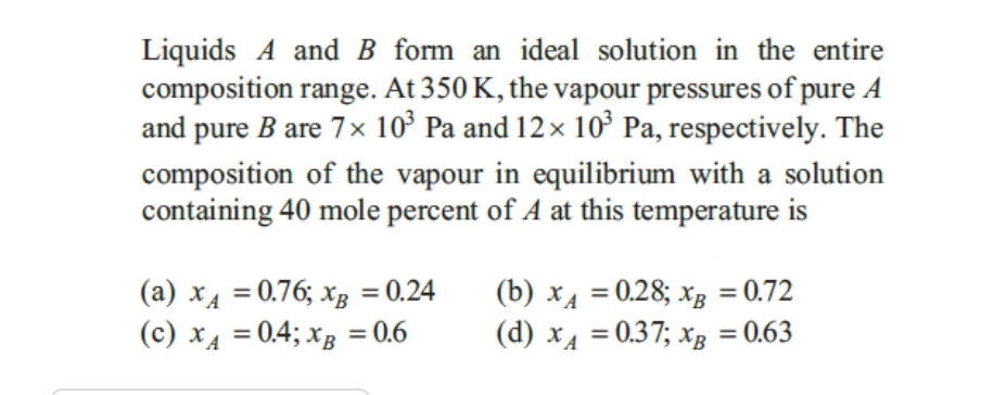 Solved Liquids A and B ﻿form an ideal solution in the entire | Chegg.com