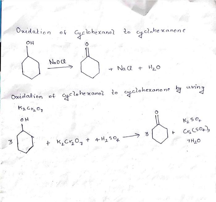 Solved Oxidation of cyclohexanol to cyclohexar shexanone OH | Chegg.com