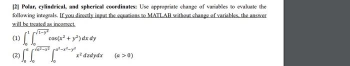 Solved [2] Polar Cylindrical And Spherical Coordinates
