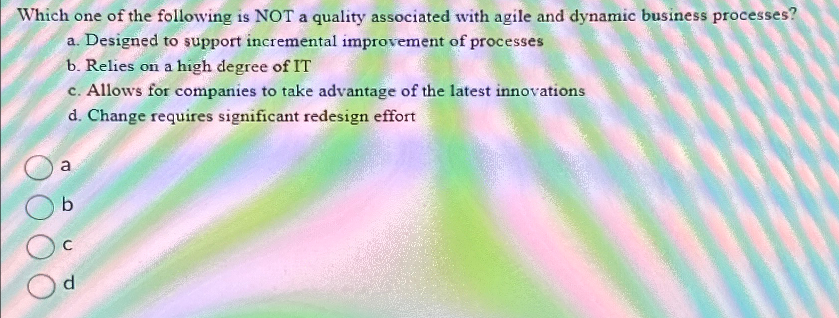 Solved Which one of the following is NOT a quality | Chegg.com