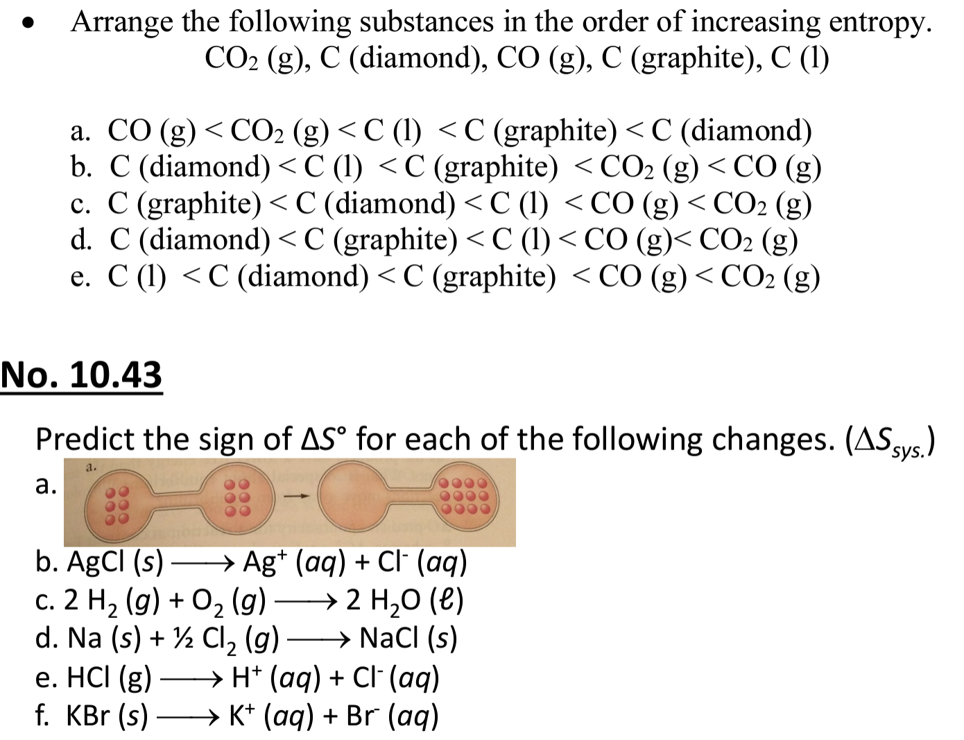 Solved Arrange the following substances in the order of | Chegg.com