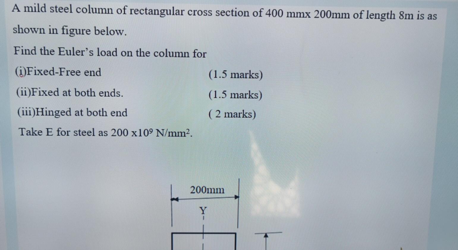 Solved A mild steel column of rectangular cross section of | Chegg.com