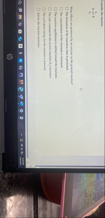 Solved Consider the reaction.S⇌k1k1PWhat effects are | Chegg.com