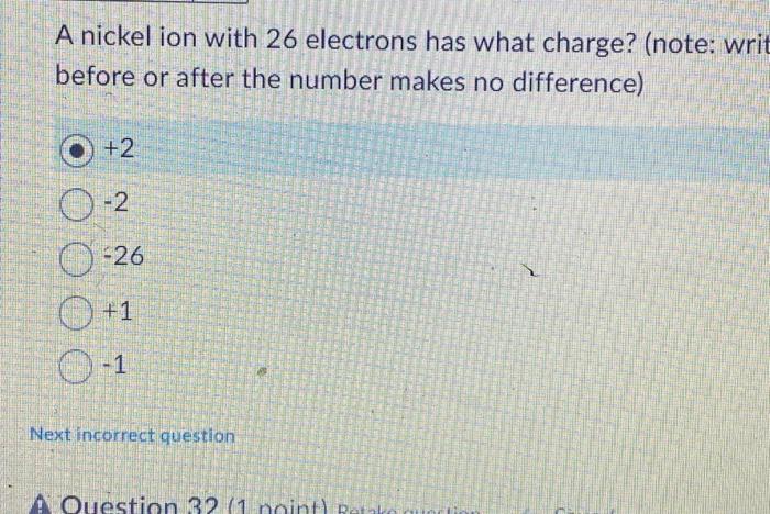 Solved A nickel ion with 26 electrons has what charge? | Chegg.com