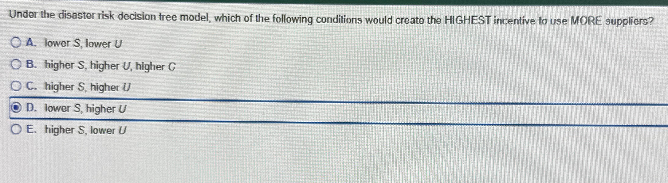 Solved Under the disaster risk decision tree model, which of | Chegg.com