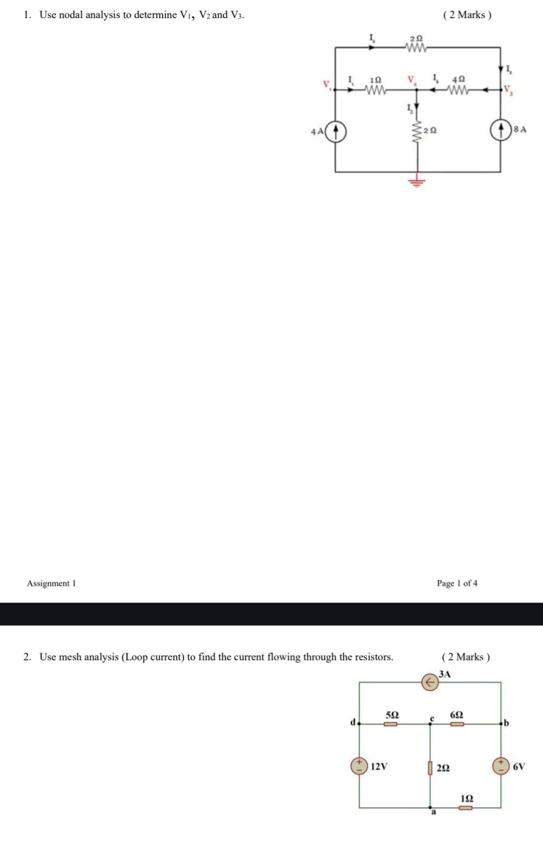 Solved Use nodal analysis to determine V1,V2 ﻿and V3.Use | Chegg.com
