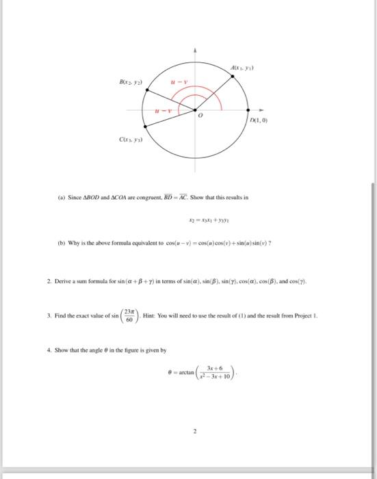 Solved MAC1114 College Trigonometry Project 2 Fall 2023 | Chegg.com