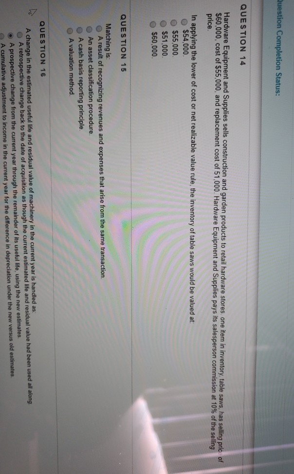 Solved Question Completion Status: QUESTION 14 Hardware | Chegg.com