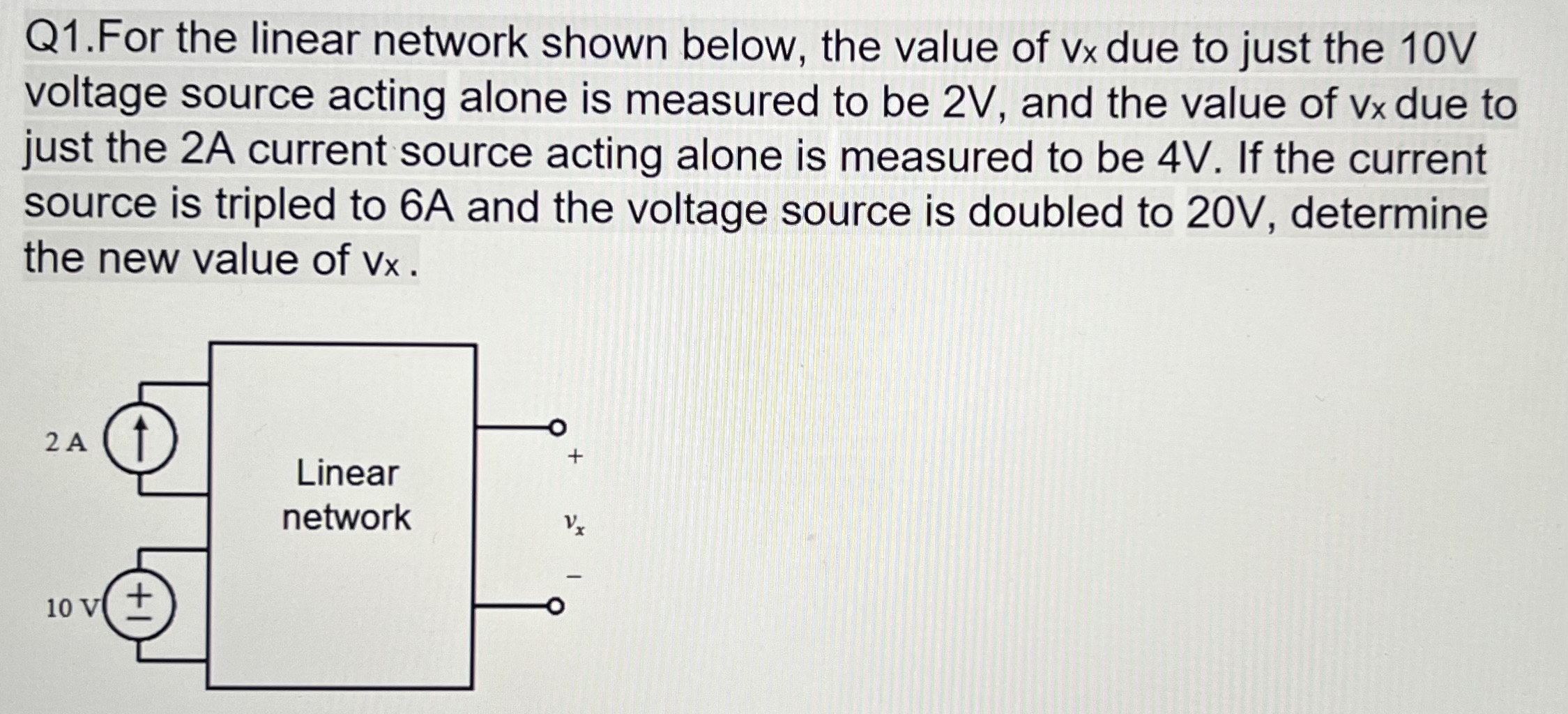 Solved Q1.For the linear network shown below, the value of | Chegg.com