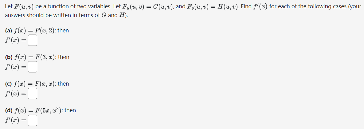 Solved Let F(u,v) be a function of two variables. Let | Chegg.com Solved Let F(u,v) be a function of two variables. Let | Chegg.com