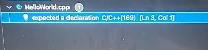Solved Helloworld.cppexpected a declaration CC++(169) [ [n | Chegg.com