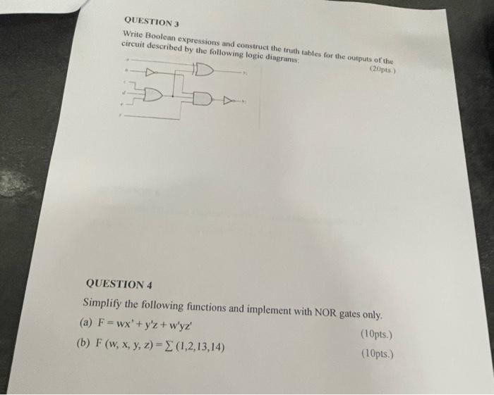 Solved QUESTION 3 Write Boolean expressions and construet | Chegg.com