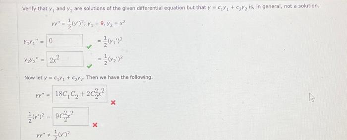 Solved Venfy that y1 and y2 are solutions of the given | Chegg.com