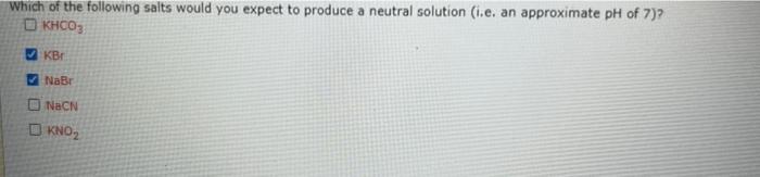 Solved Which of the following salts would you expect to | Chegg.com