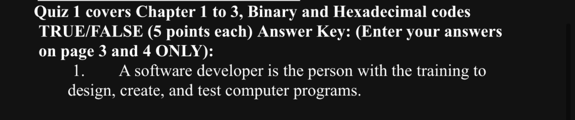 Solved Quiz 1 ﻿covers Chapter 1 ﻿to 3 ﻿binary And 3218