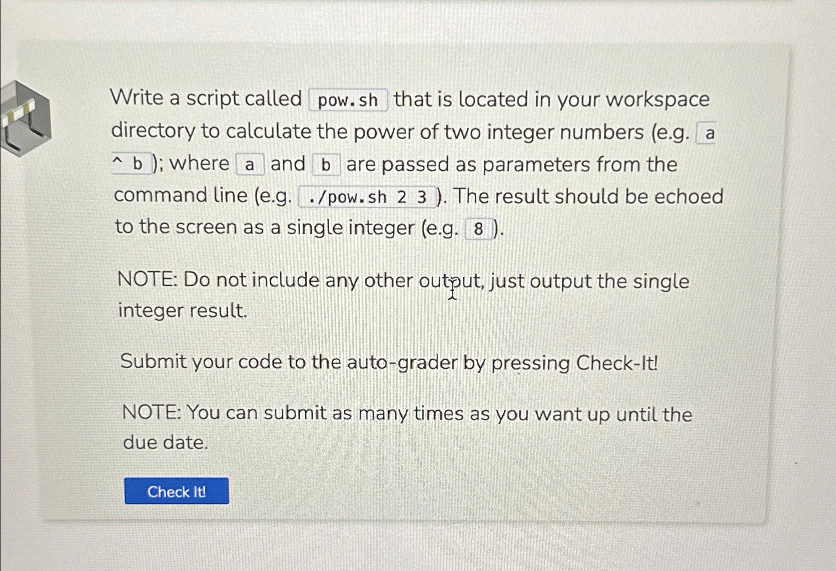 Solved Write a script called pow.sh that is located in your | Chegg.com