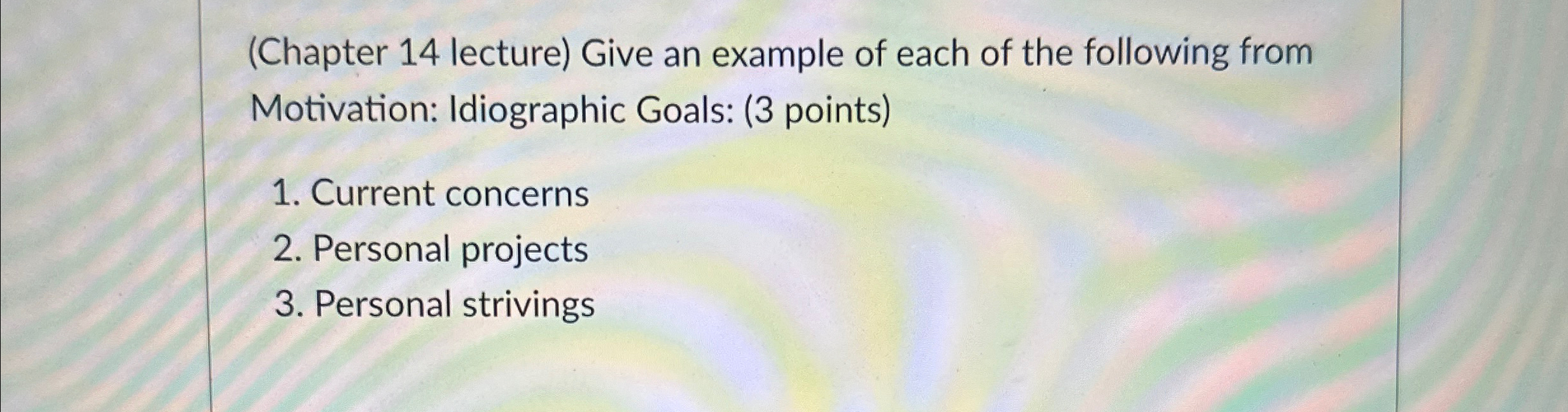 Solved (Chapter 14 ﻿lecture) ﻿Give an example of each of the | Chegg.com