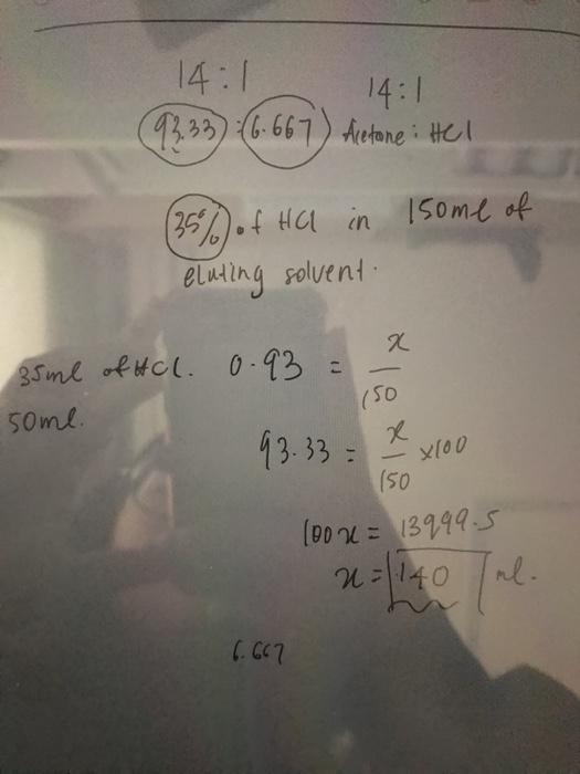 Solved Calculate volume of acetone, 6M hcl, waterCalculate | Chegg.com
