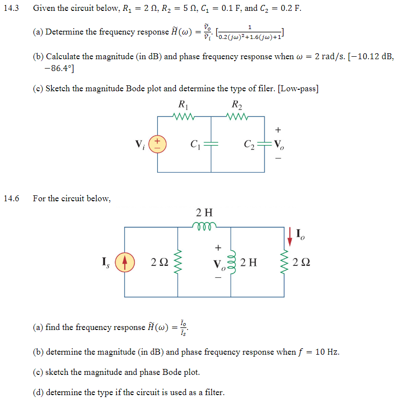 Solved 14.3 ﻿Given the circuit below, R1=2Ω,R2=5Ω,C1=0.1F, | Chegg.com