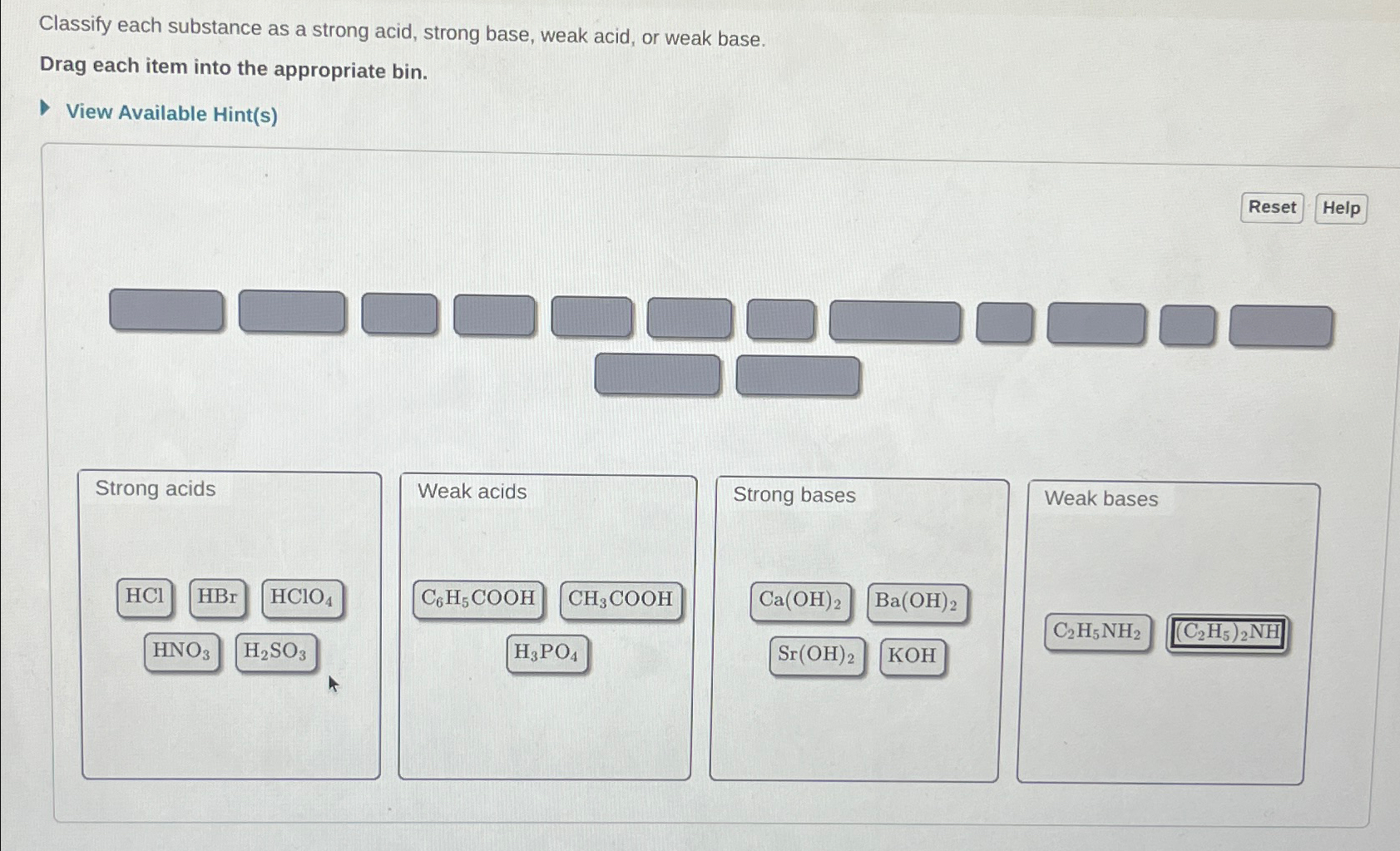 Solved Classify each substance as a strong acid, strong | Chegg.com
