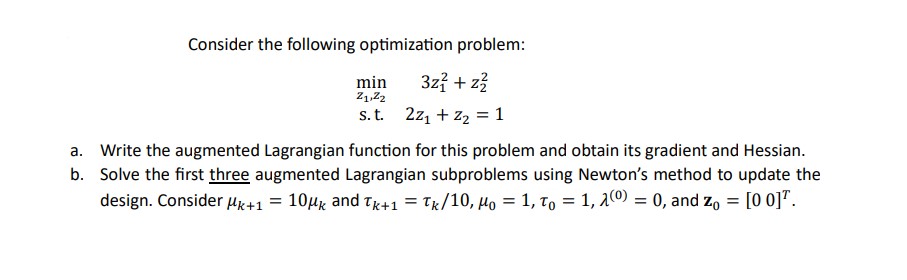 Solved Consider the following optimization | Chegg.com