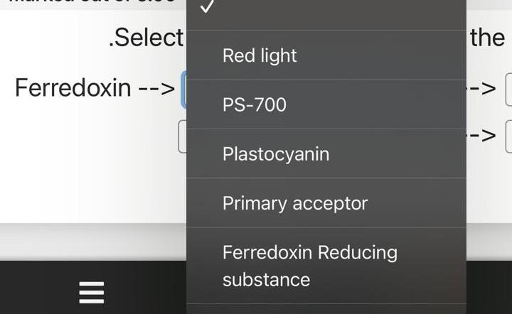 Solved .Select the Red light Ferredoxin --> -> PS-700 -> | Chegg.com