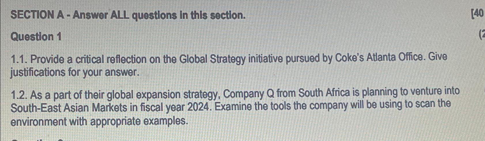 Solved SECTION A - ﻿Answer ALL questions in this | Chegg.com