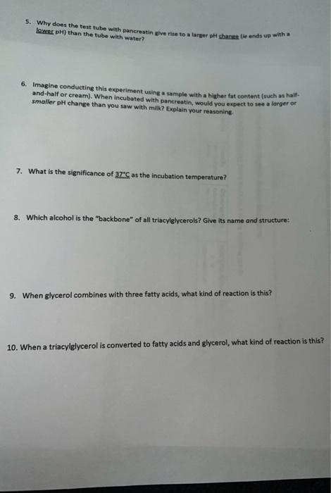 Solved Lab Worksheet: Digestion of Milk Fat Part 1: | Chegg.com
