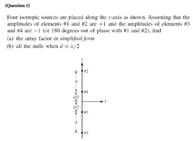 Solved (Question 1)Four isotropic sources are placed along | Chegg.com